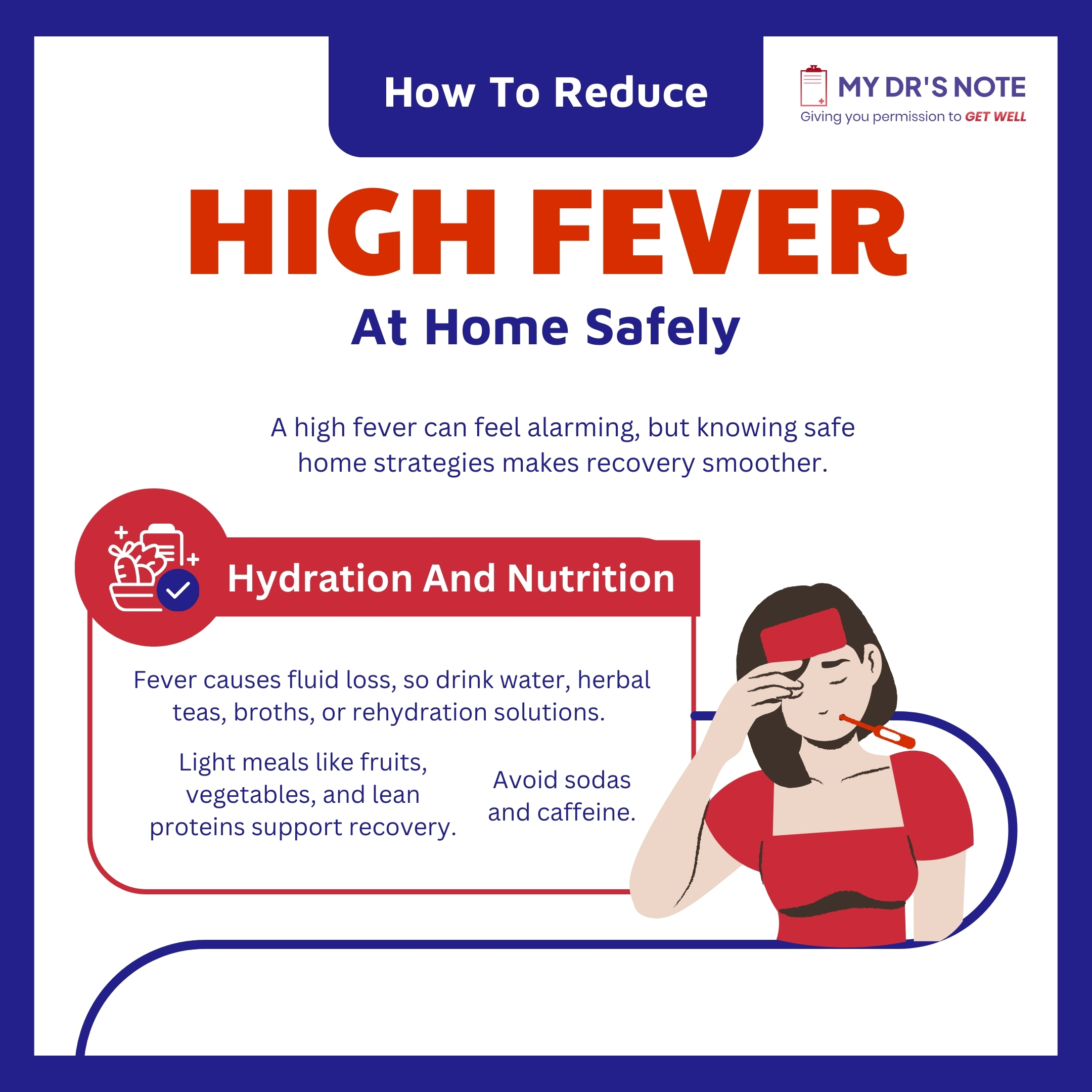 How to Reduce High Fever at Home Safely - An Infographic - MY DR'S NOTE